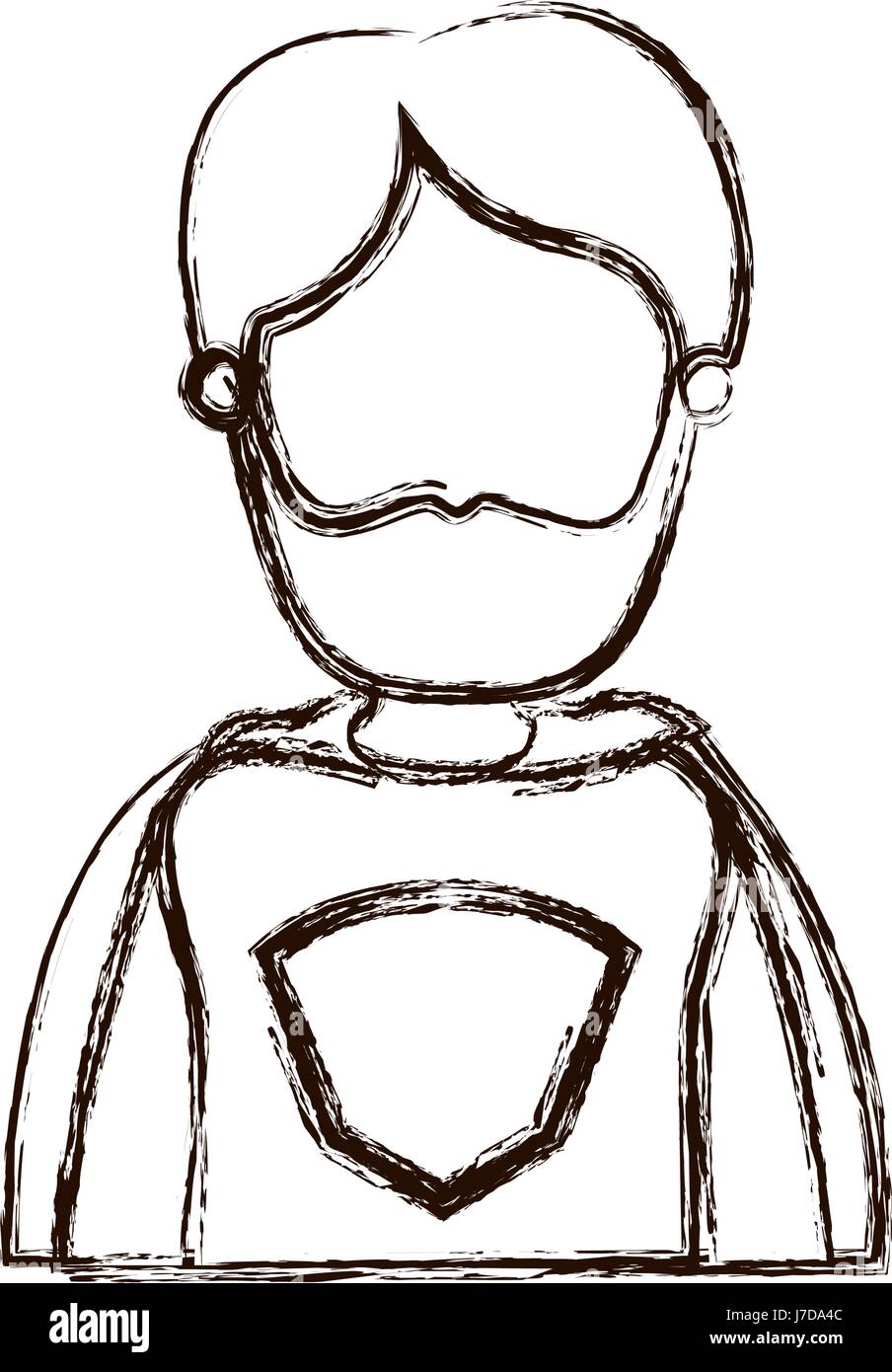 blurred thick silhouette caricature faceless half body super hero ...