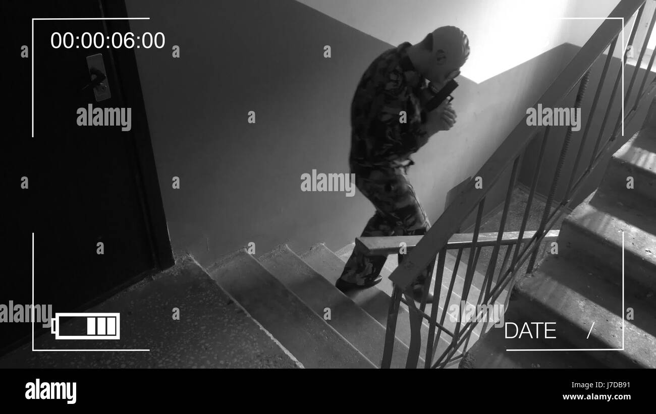 Armed police officer in uniform Black and White Stock Photos & Images ...