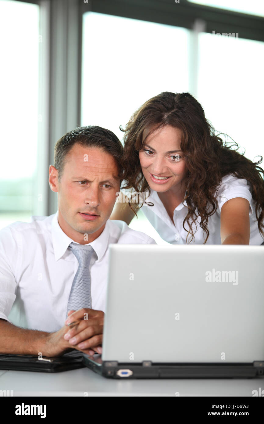 woman bank lending institution office laptop notebook computers ...