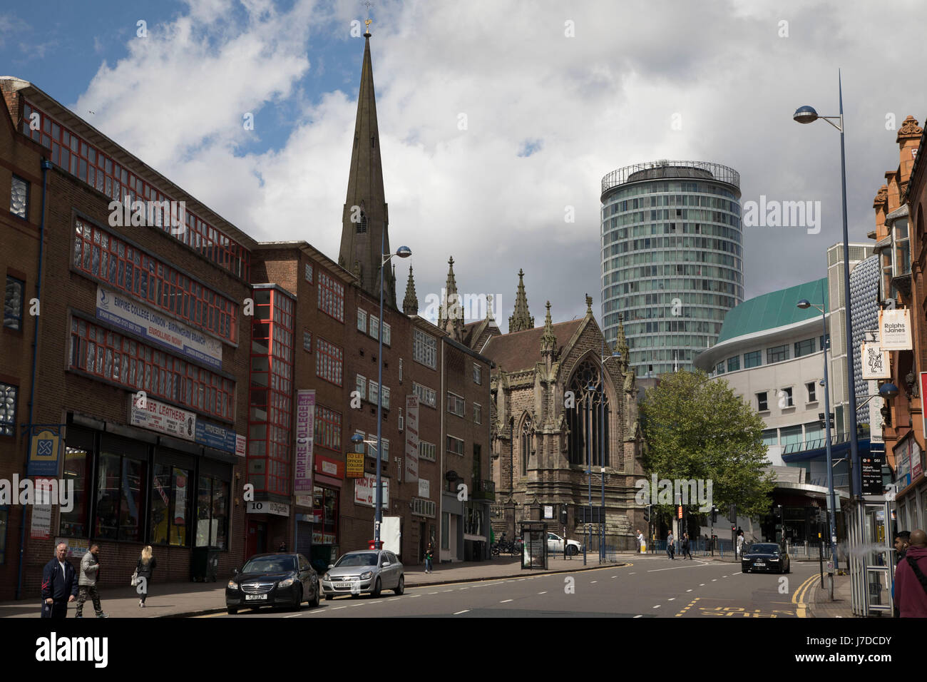 Looking up towards the Rotunda from Digbeth, Birmingham, England ...