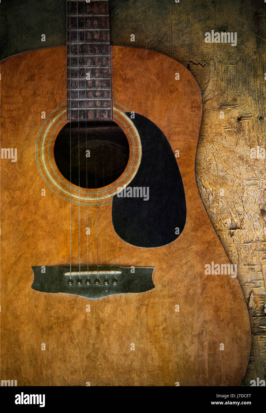 old guitar on wood textured use for multipurpose Stock Photo - Alamy