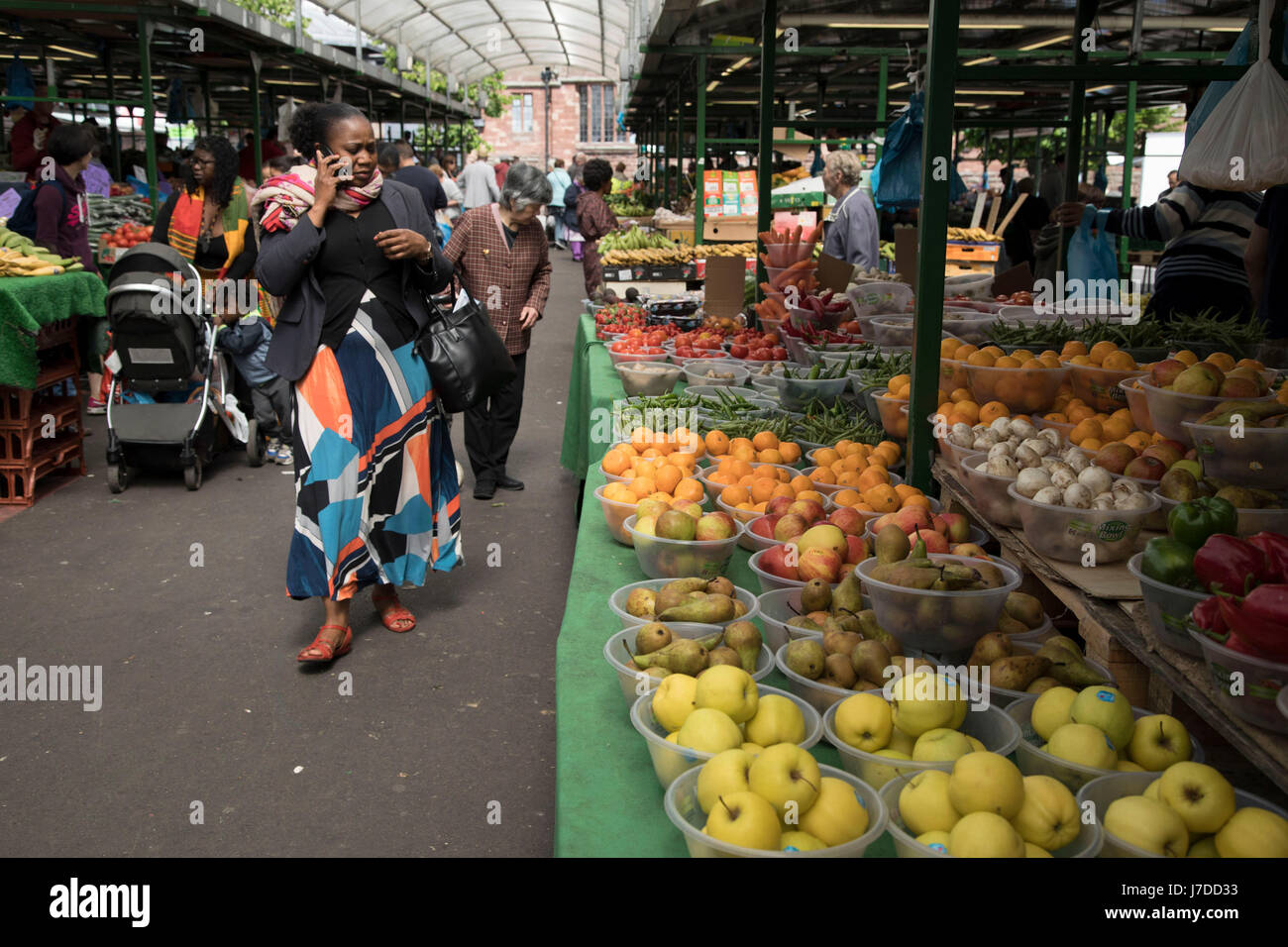 Multicultural scene at the Bullring Open Market, an outdoor food market ...