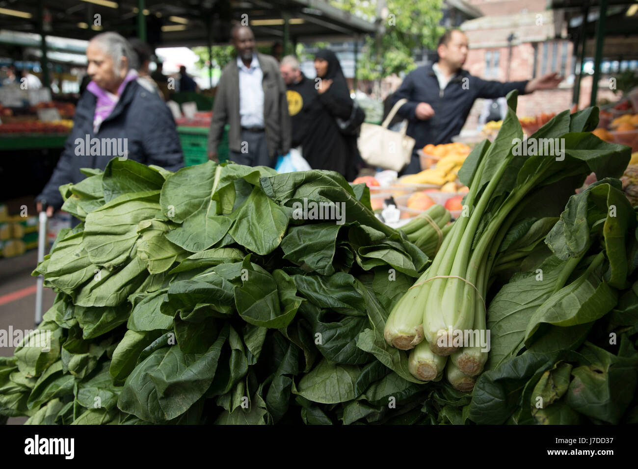Multicultural scene at the Bullring Open Market, an outdoor food market ...