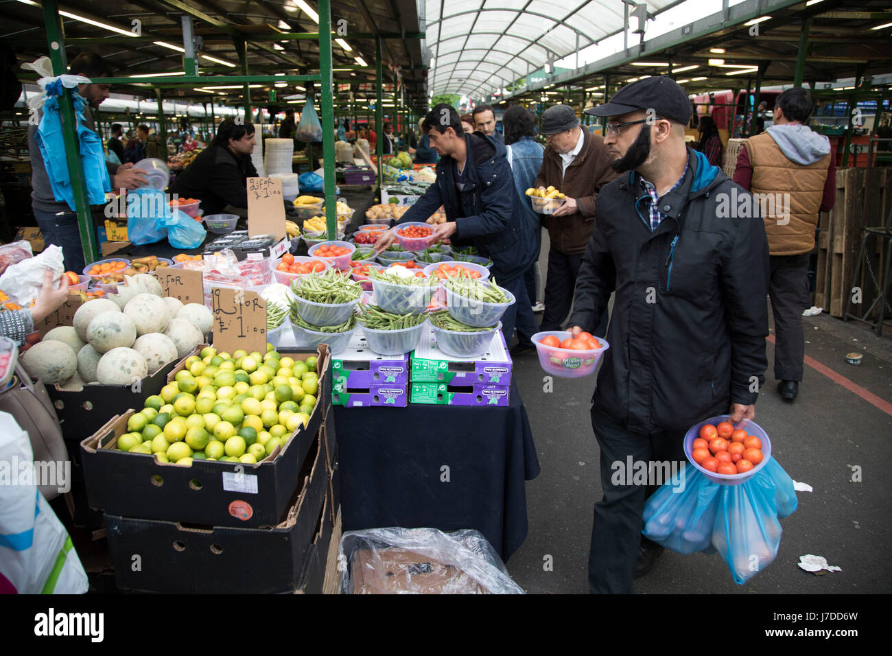 Multicultural scene at the Bullring Open Market, an outdoor food market ...
