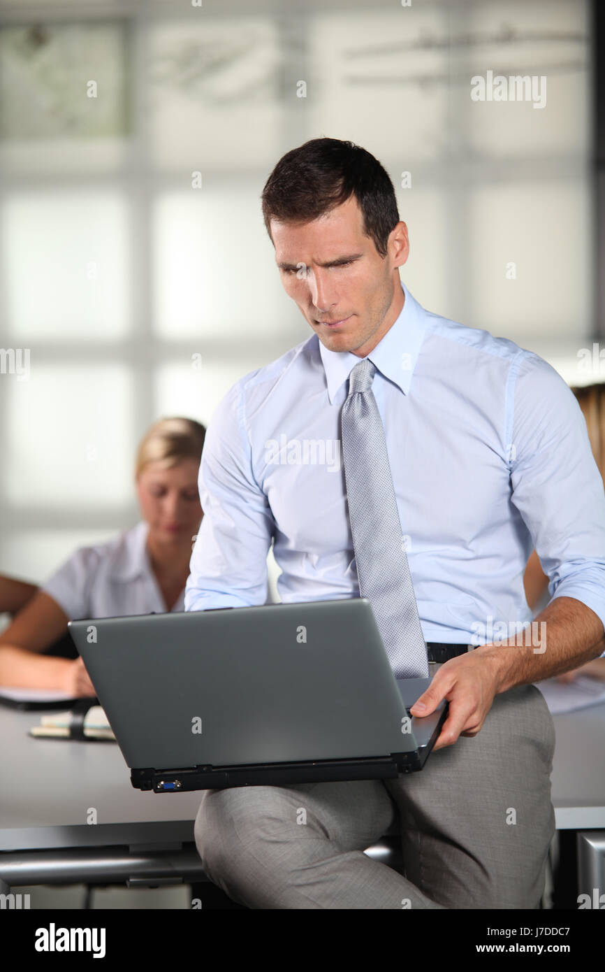 blue office laptop notebook computers computer laugh laughs laughing ...