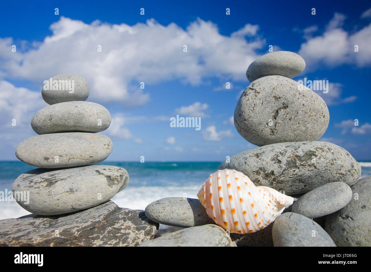 beach seaside the beach seashore rock stack pebble seashell zen blue ...