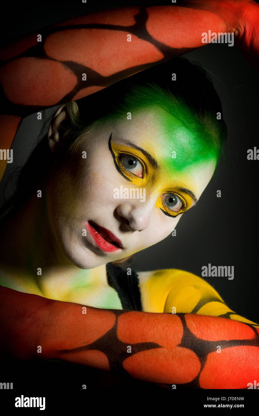 Woman Painted Red Bodypainting Paint Stock Photos & Woman Painted Red ...