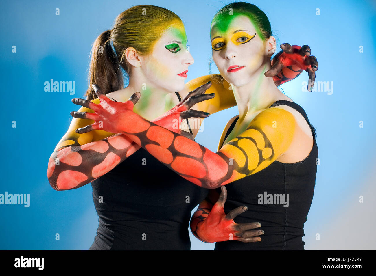 Woman Painted Red Bodypainting Paint Stock Photos & Woman Painted Red ...