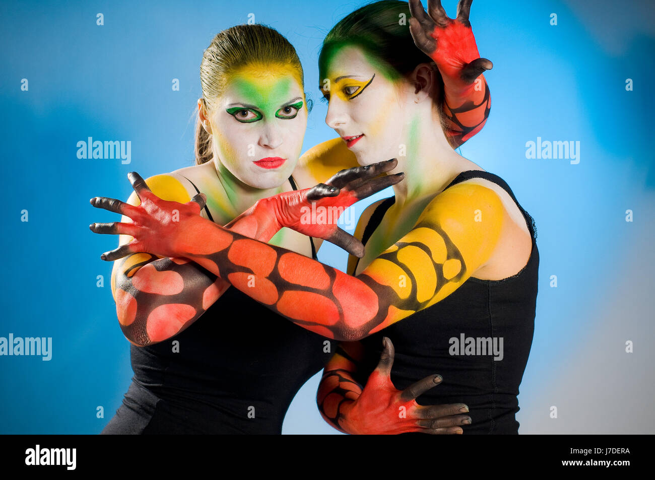 Woman Painted Red Bodypainting Paint Stock Photos & Woman Painted Red ...