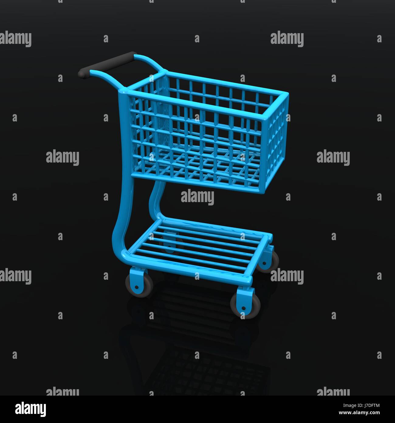 shopping cart blue on black Stock Photo - Alamy