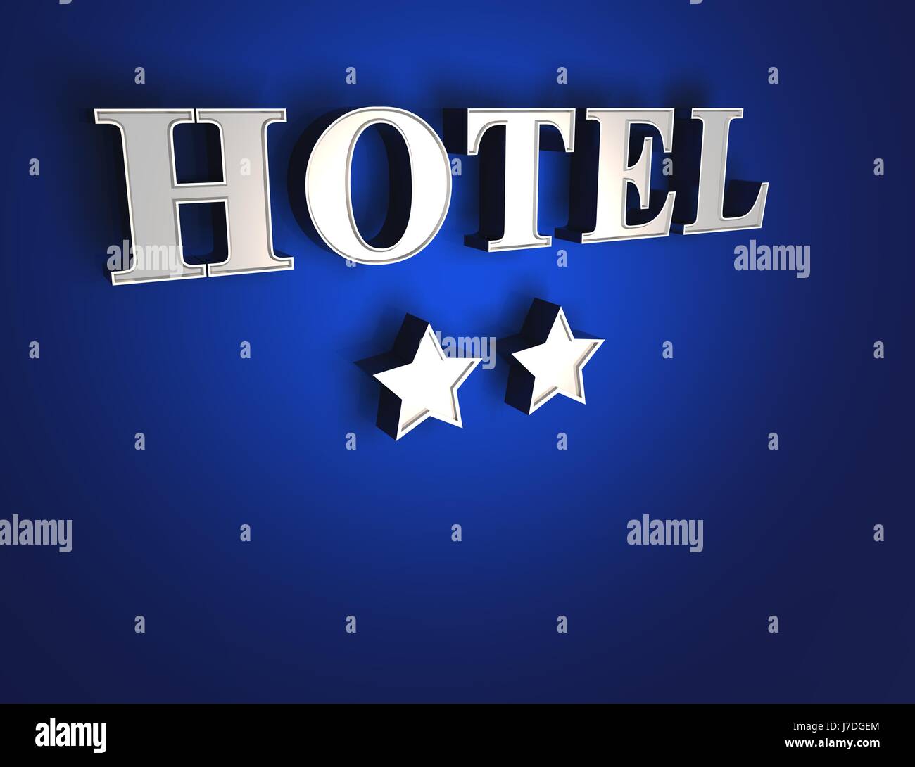 2 stars hotel sign - blue on silver Stock Photo - Alamy