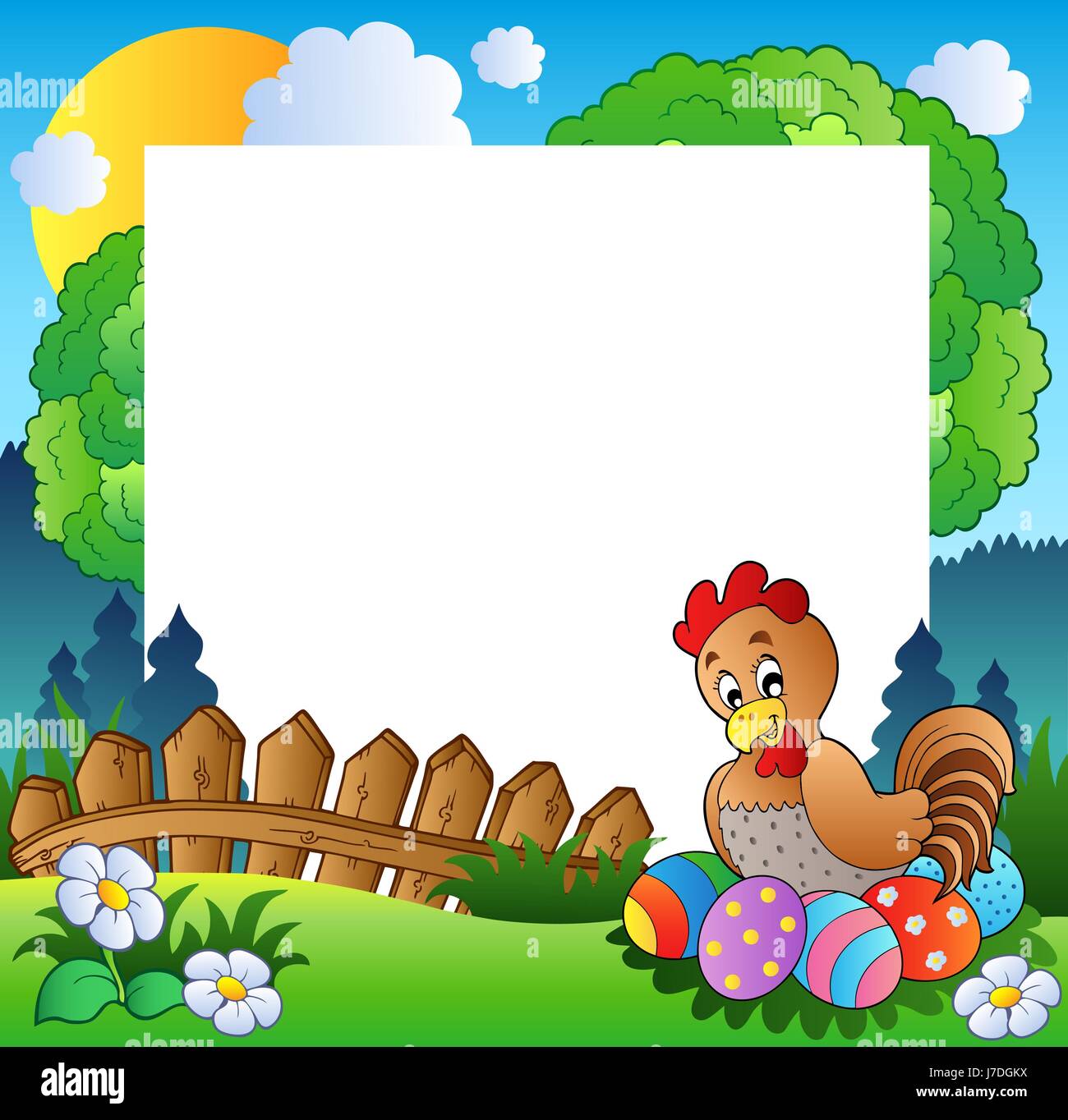 composition bird easter chicken hen frame framework art holiday ...