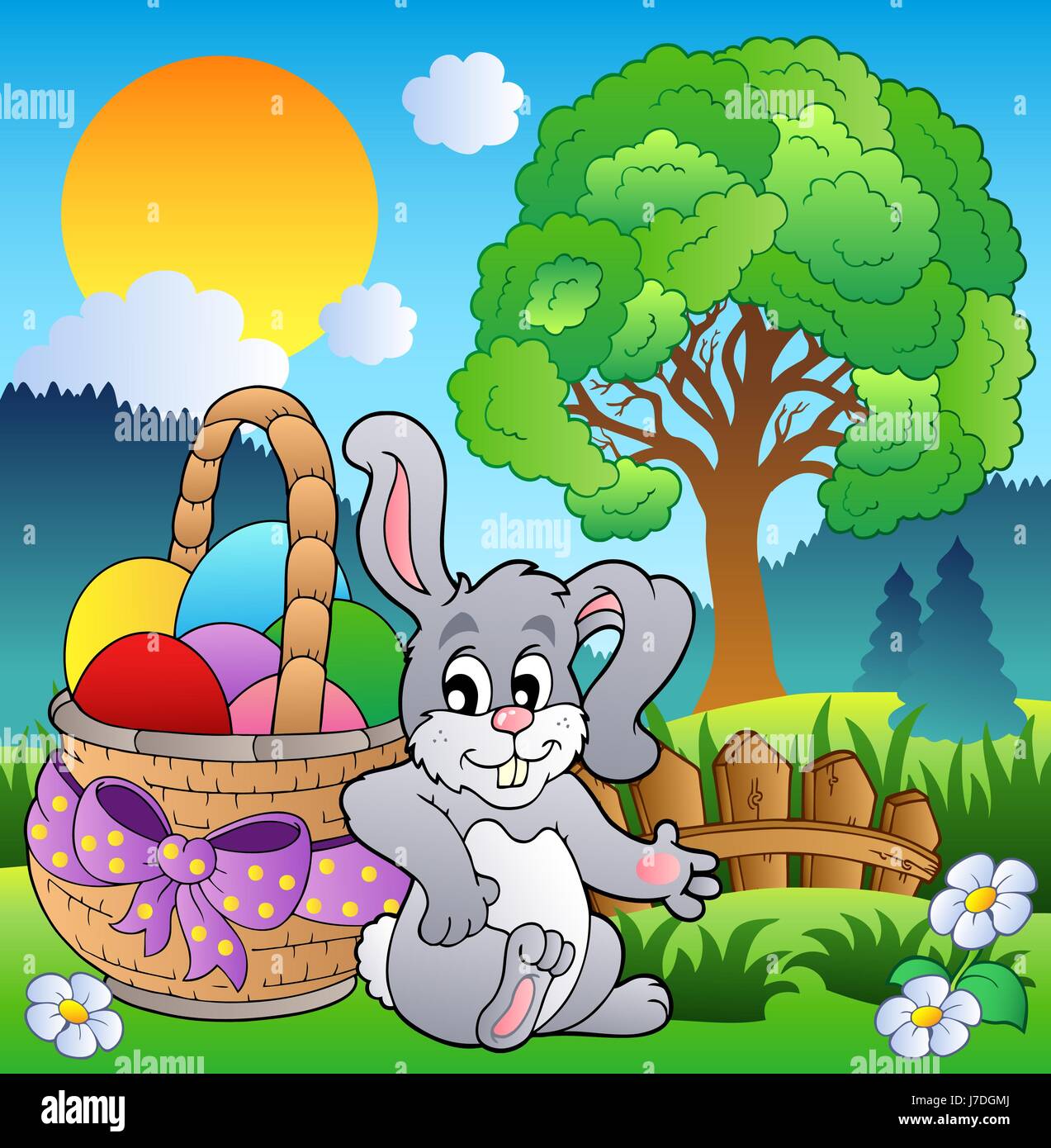basket easter spring bouncing bounces hop skipping frisks jumping jump ...