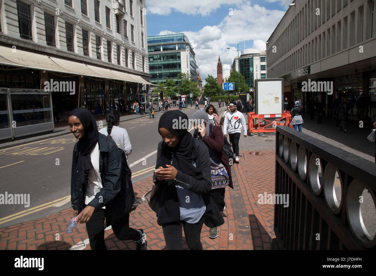 Multicultural scene in the shopping district on Corporation Street in ...