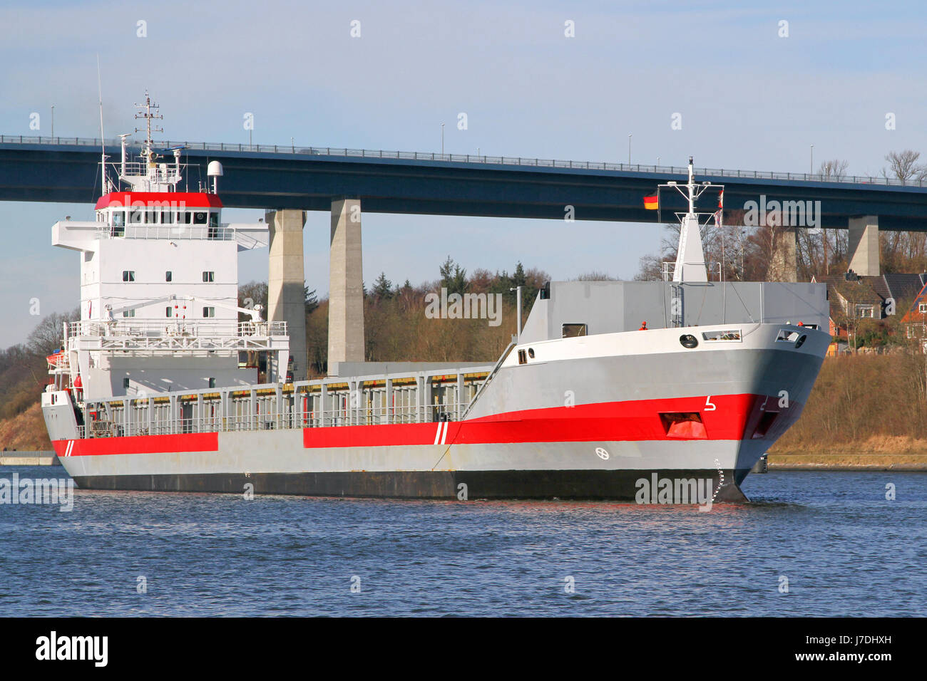 cargo ship on a channel Stock Photo - Alamy