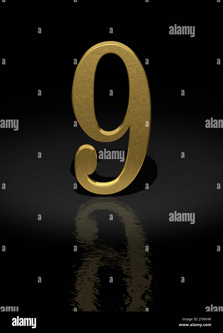 number count nine gold numbers object single model design project ...