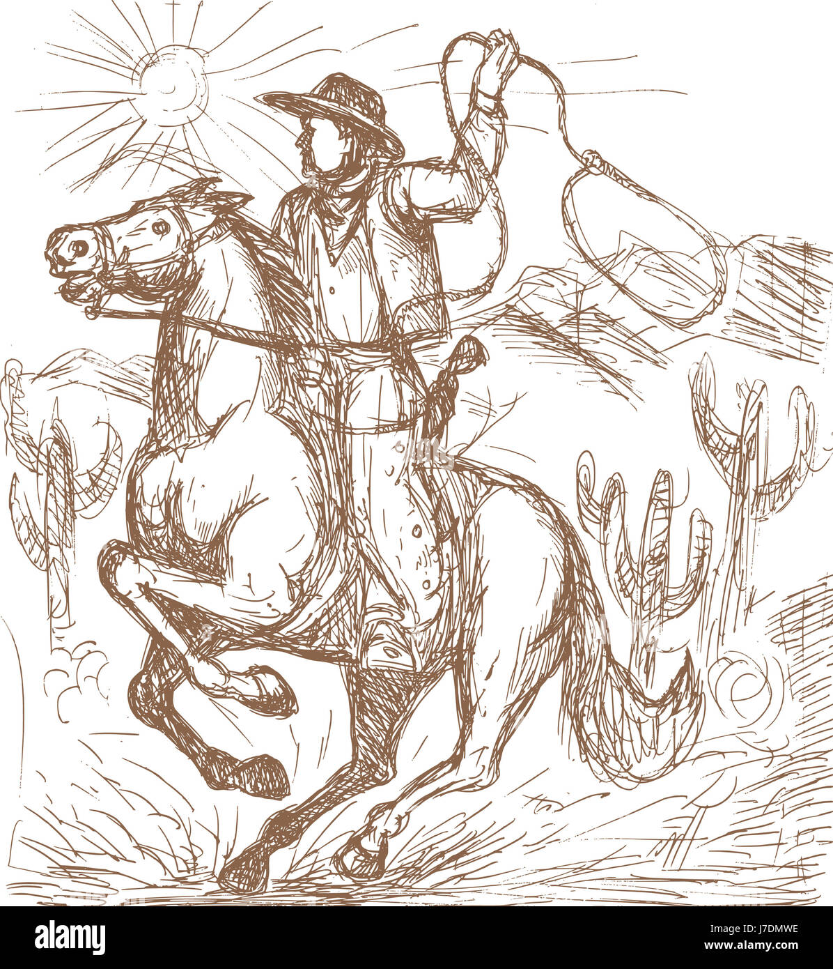 american horse illustration cowboy rodeo rope lasso isolated american ...