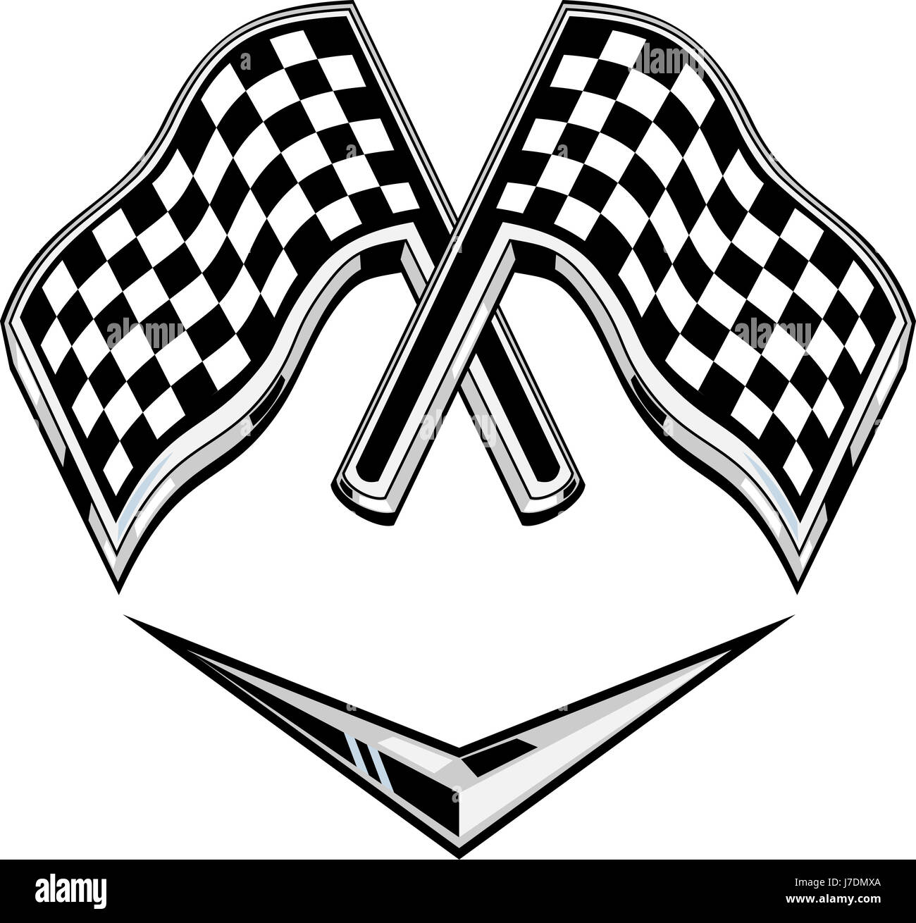 racing illustration flag metallic checkered chevron crossed isolated ...
