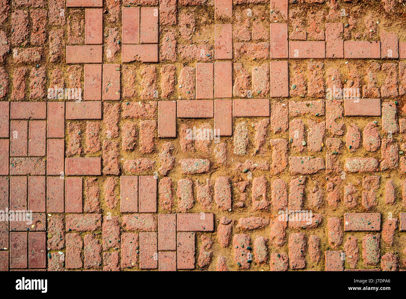 Weathered Red Brick Pavement Stock Photo - Alamy