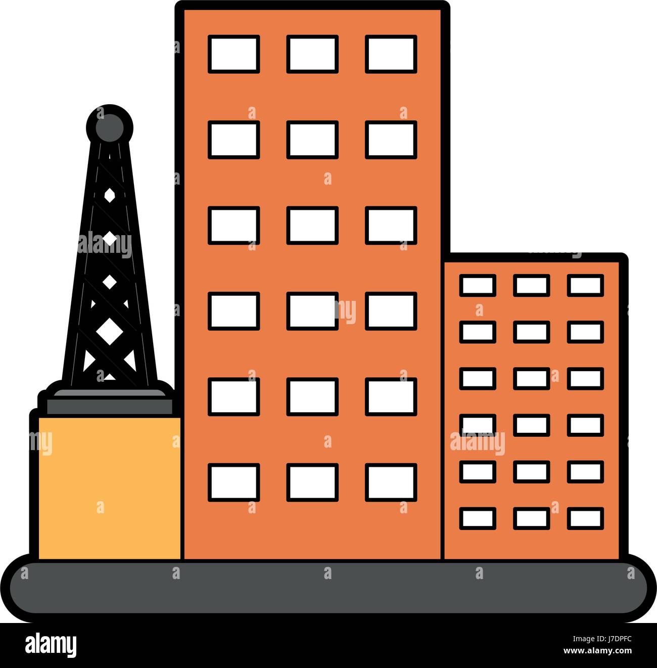 antenna and building telecommunications related icon image Stock Vector ...