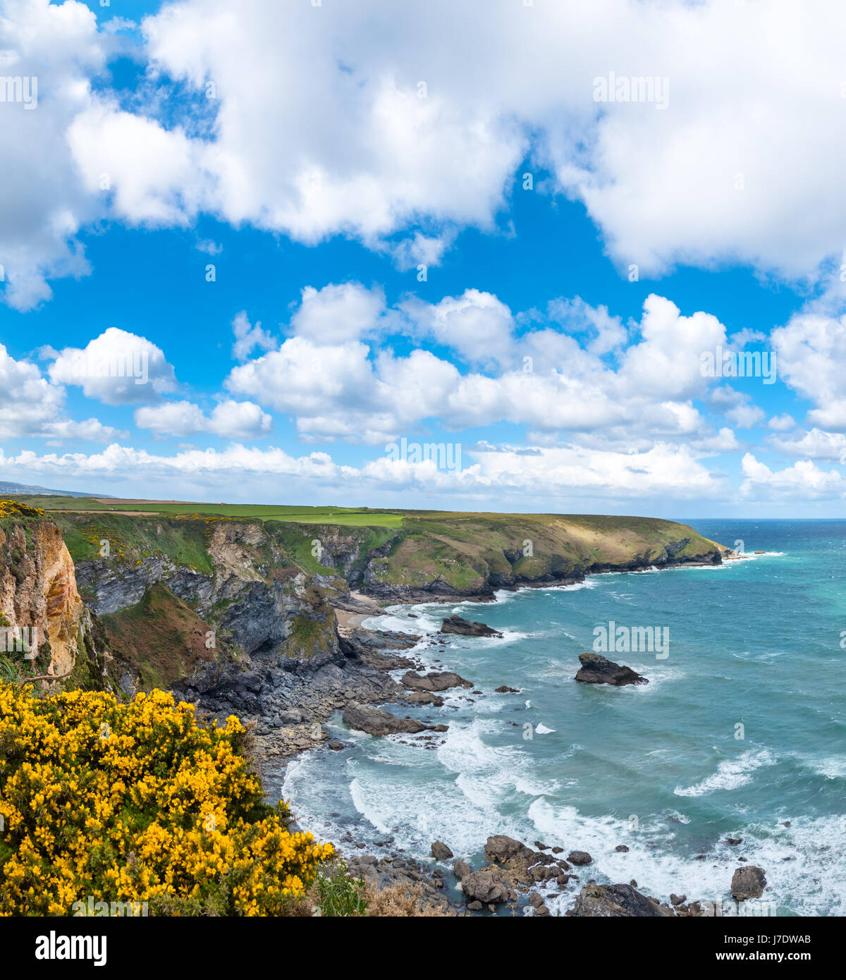 Navax Point near Godrevy, Cornwall, UK. Viewed from west of Hell's ...