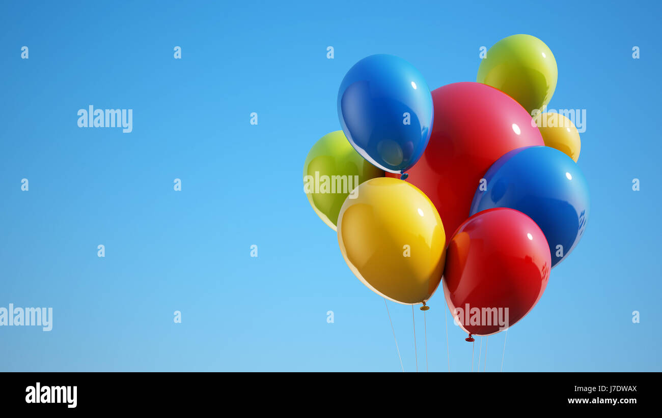 Hi Resolution Colorful Balloons with Clipping Path isolated on Sky ...