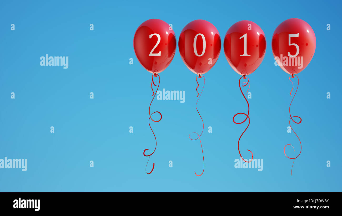 New Year 2015 Balloons with Clipping Path isolated on Sky Stock Photo ...