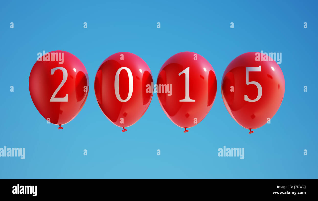 New Year 2015 Balloons with Clipping Path isolated on Sky Stock Photo ...