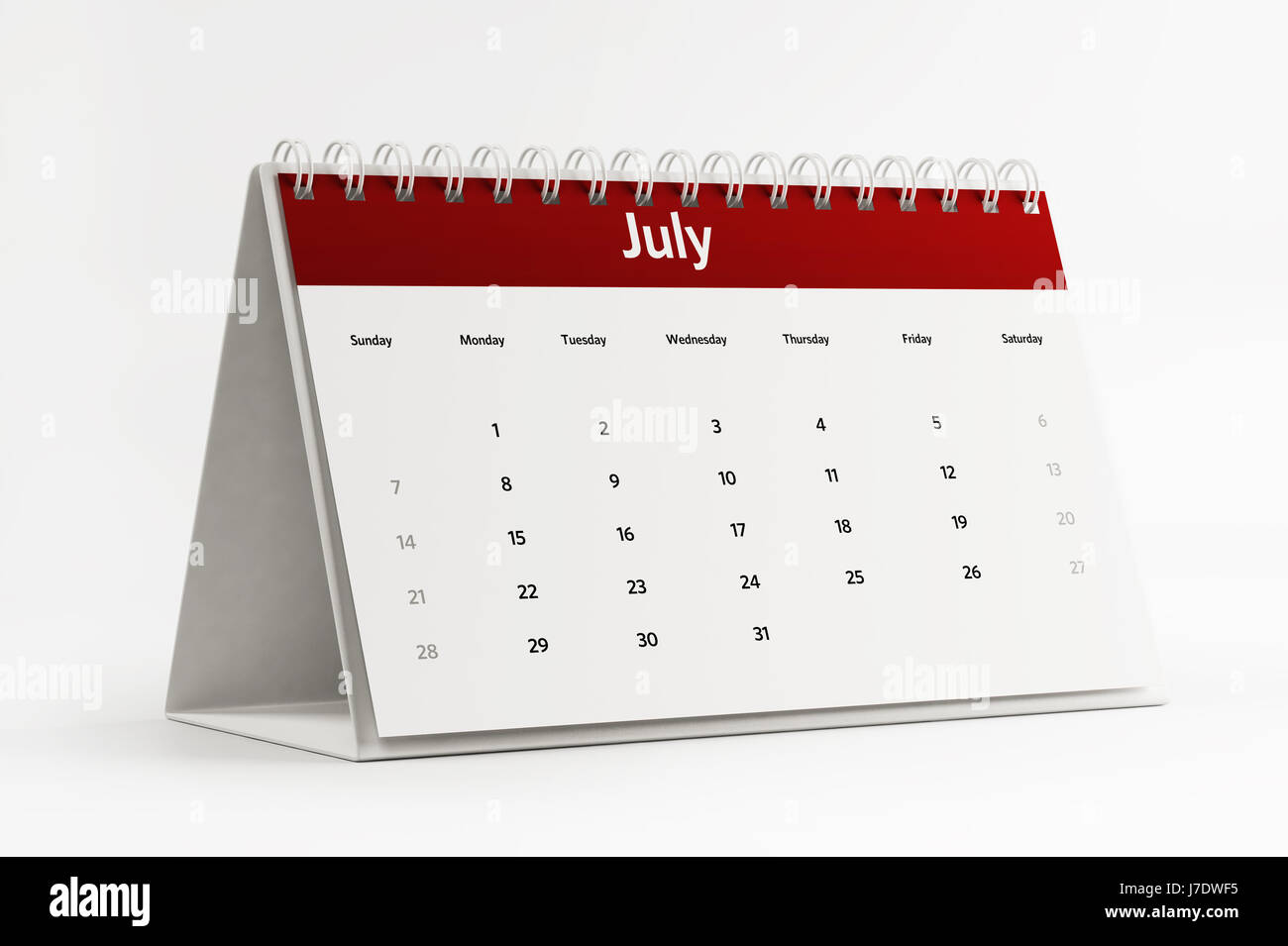 July Calendar isolated on white background Stock Photo - Alamy