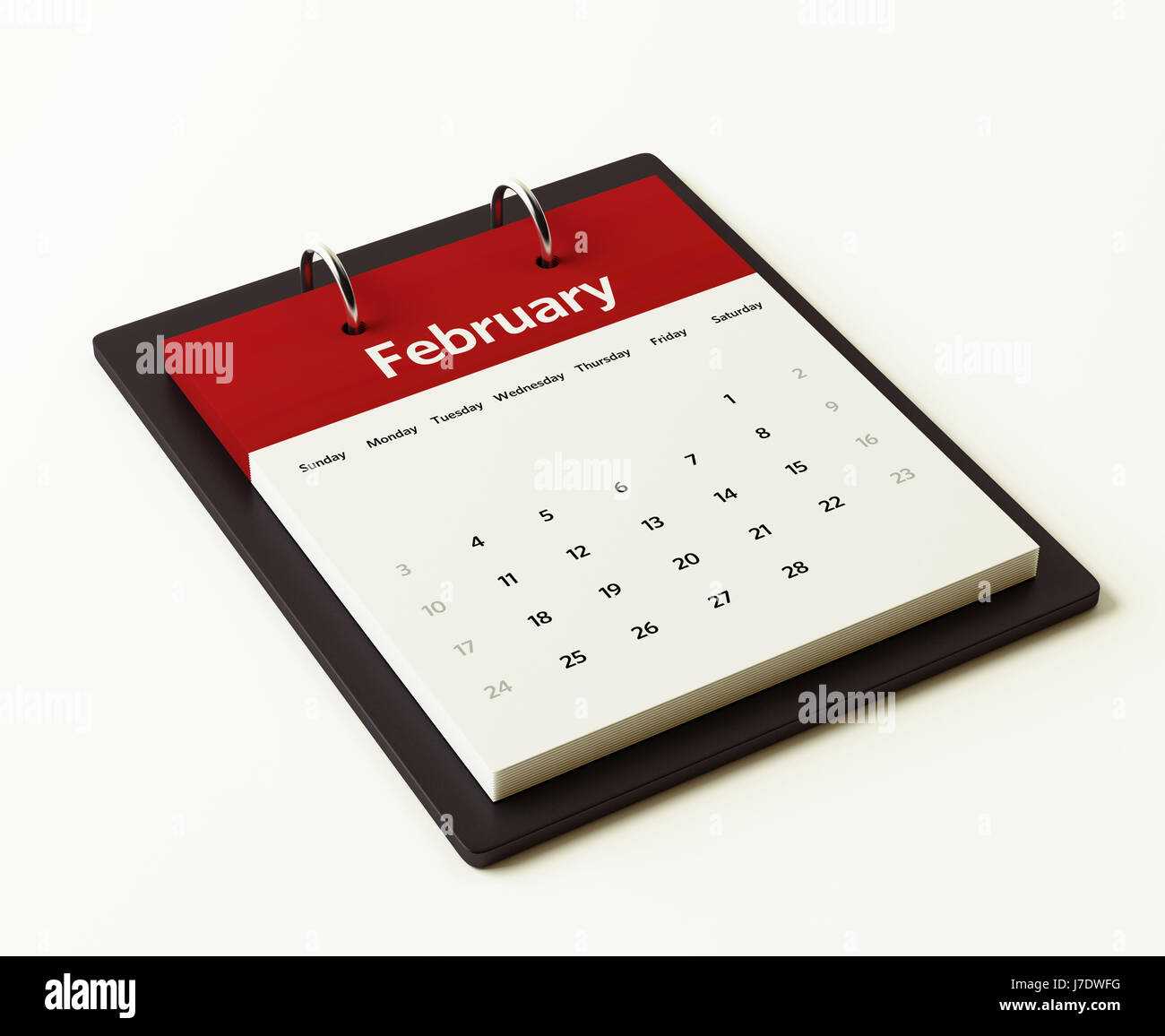 February Calendar isolated on white background Stock Photo - Alamy