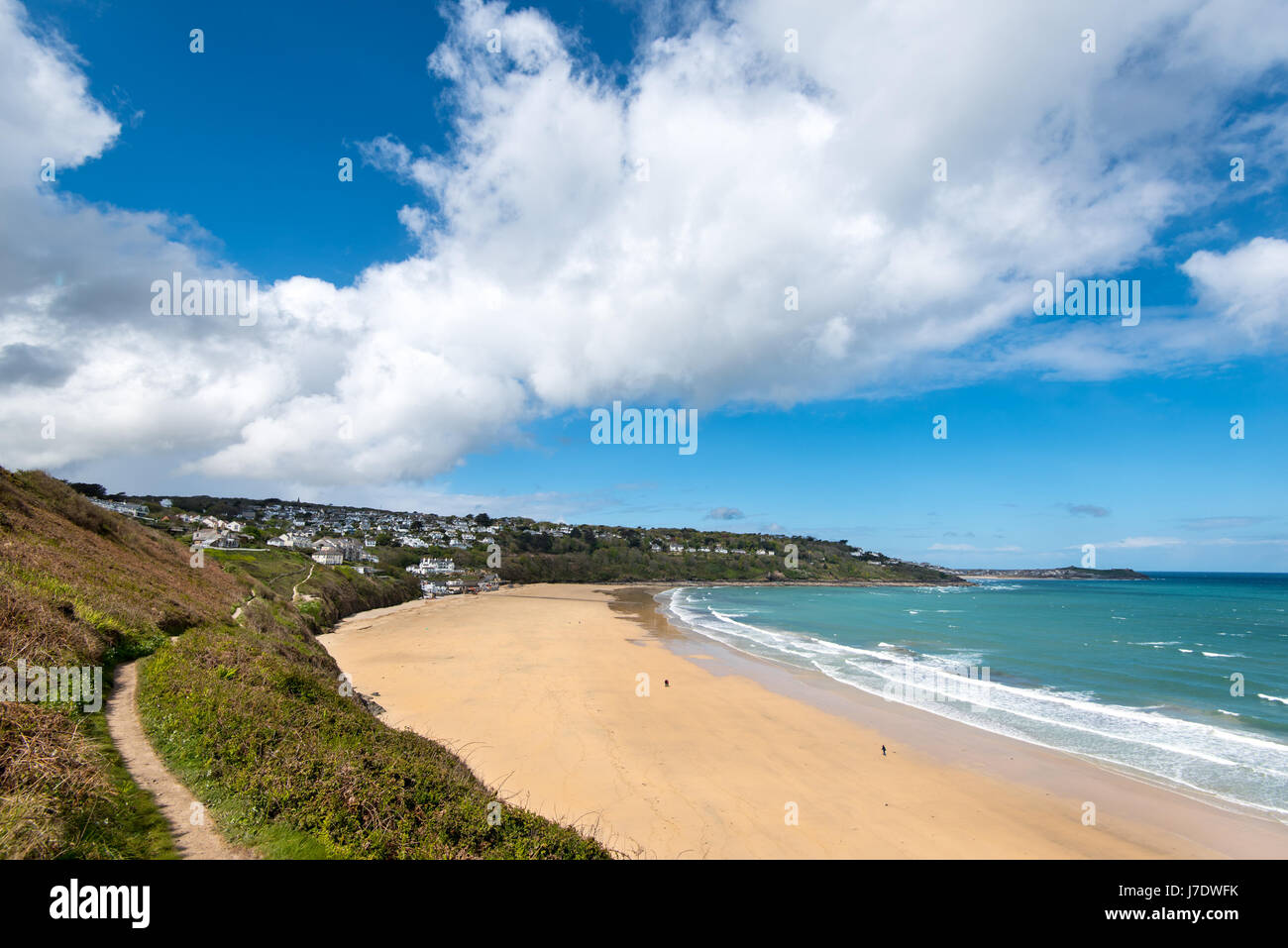 CARBIS BAY, ST IVES, CORNWALL, UK - 26APR2017: Carbis Bay is a popular ...