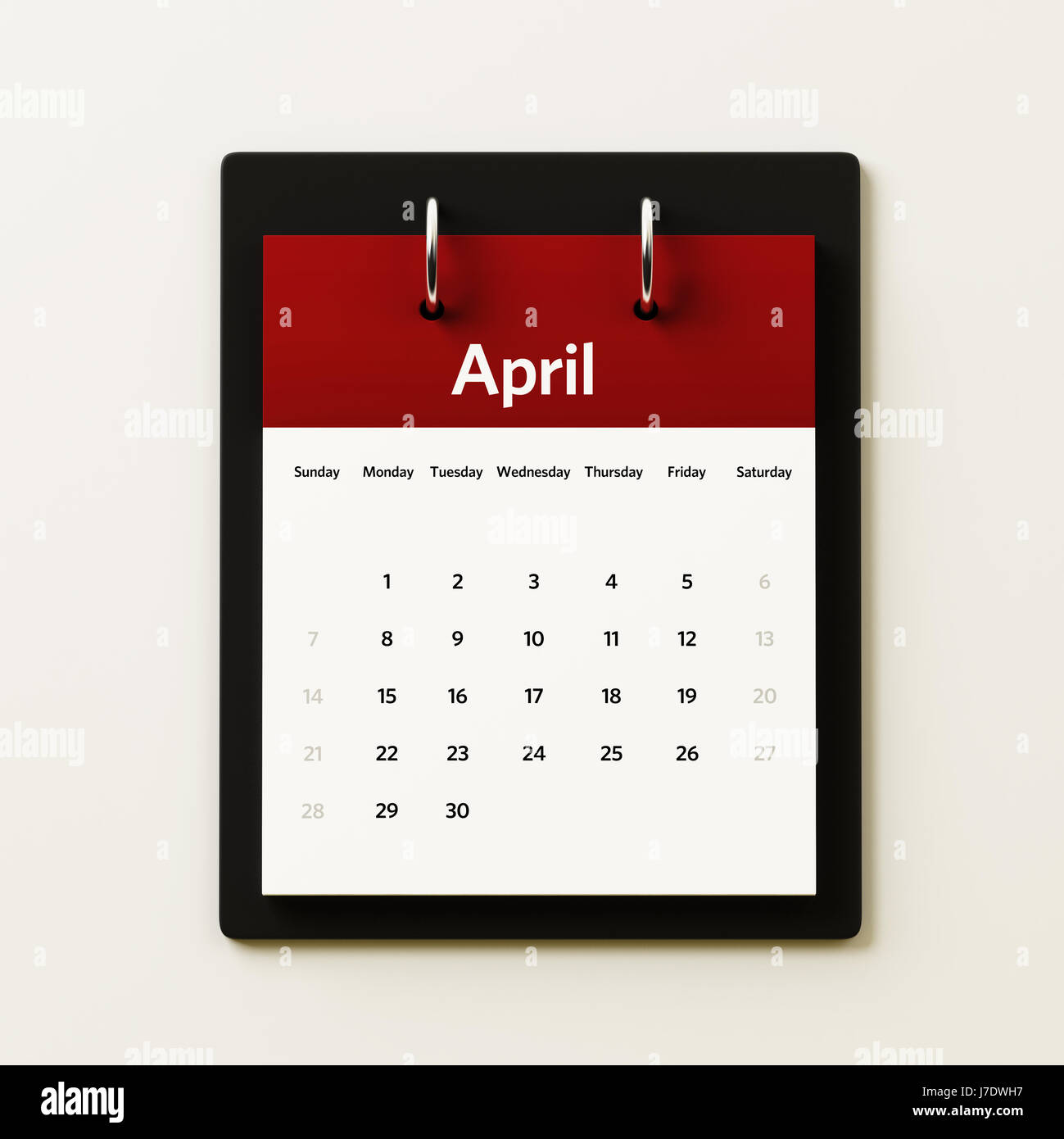 April Calendar isolated on white background Stock Photo - Alamy