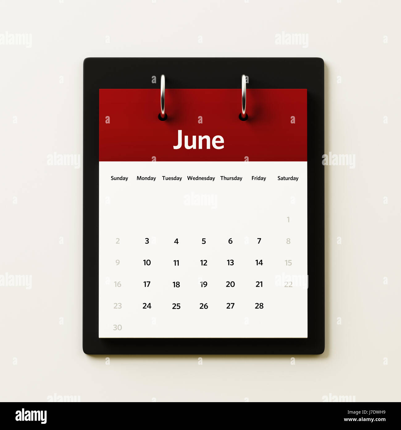 June Calendar isolated on white background Stock Photo - Alamy