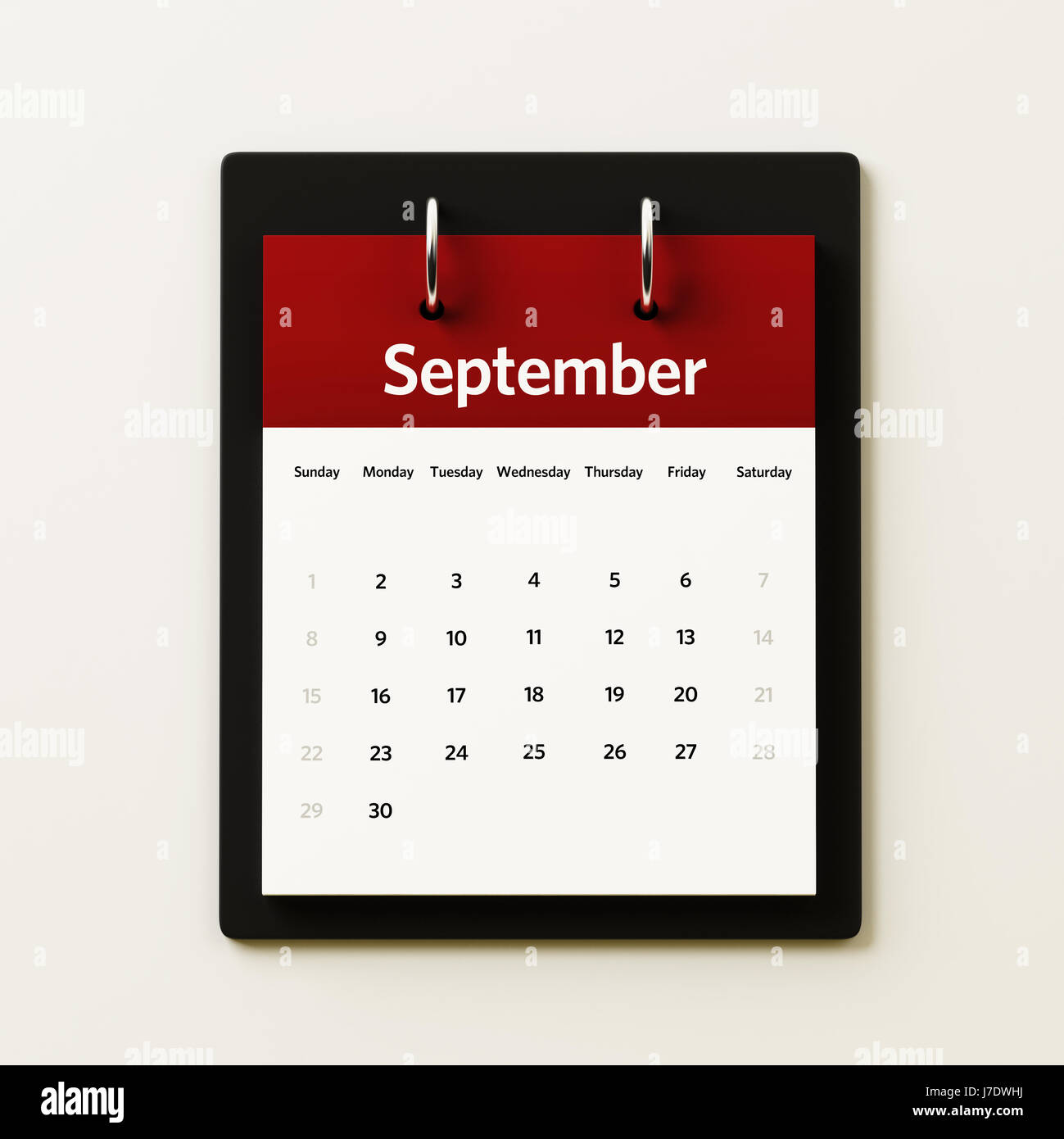 September Calendar isolated on white background Stock Photo - Alamy