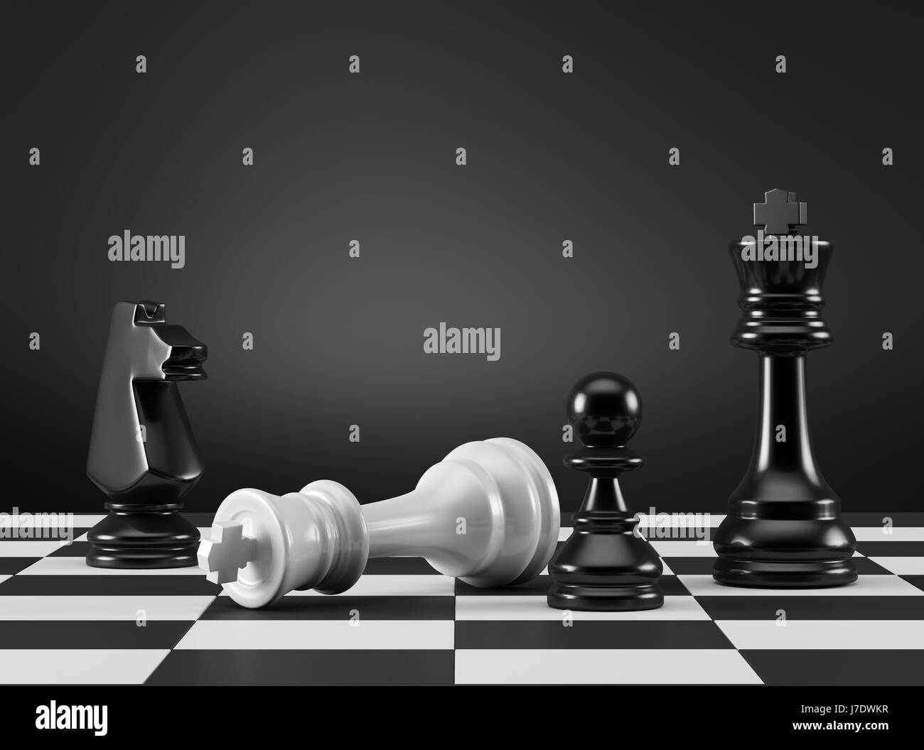 Black and White King Checkmate Stock Photo - Alamy
