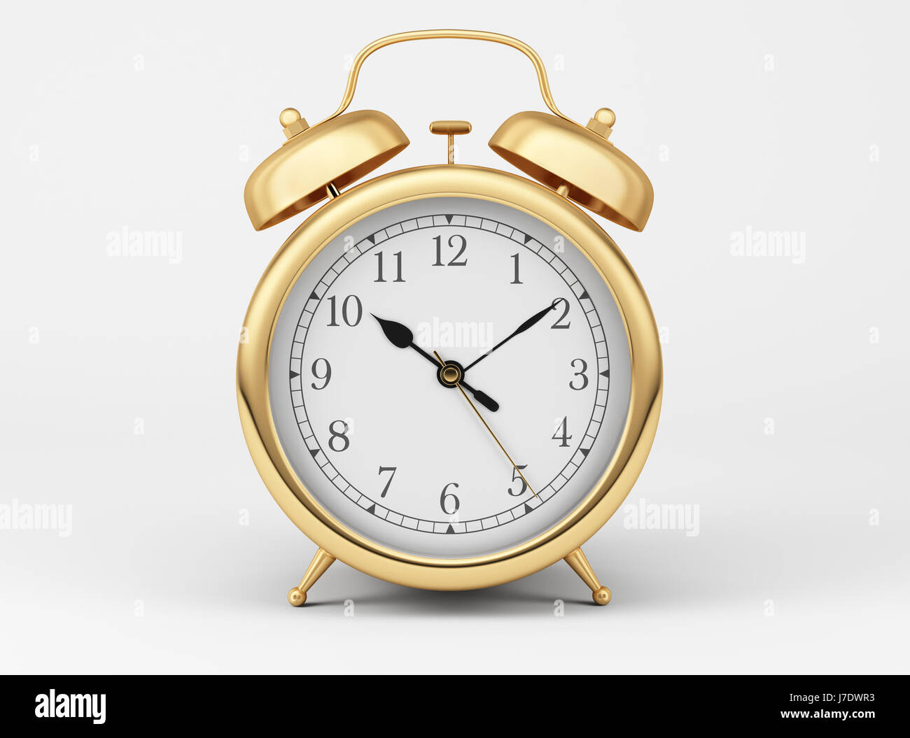 Gold Shiny Clock isolated on white background Stock Photo - Alamy