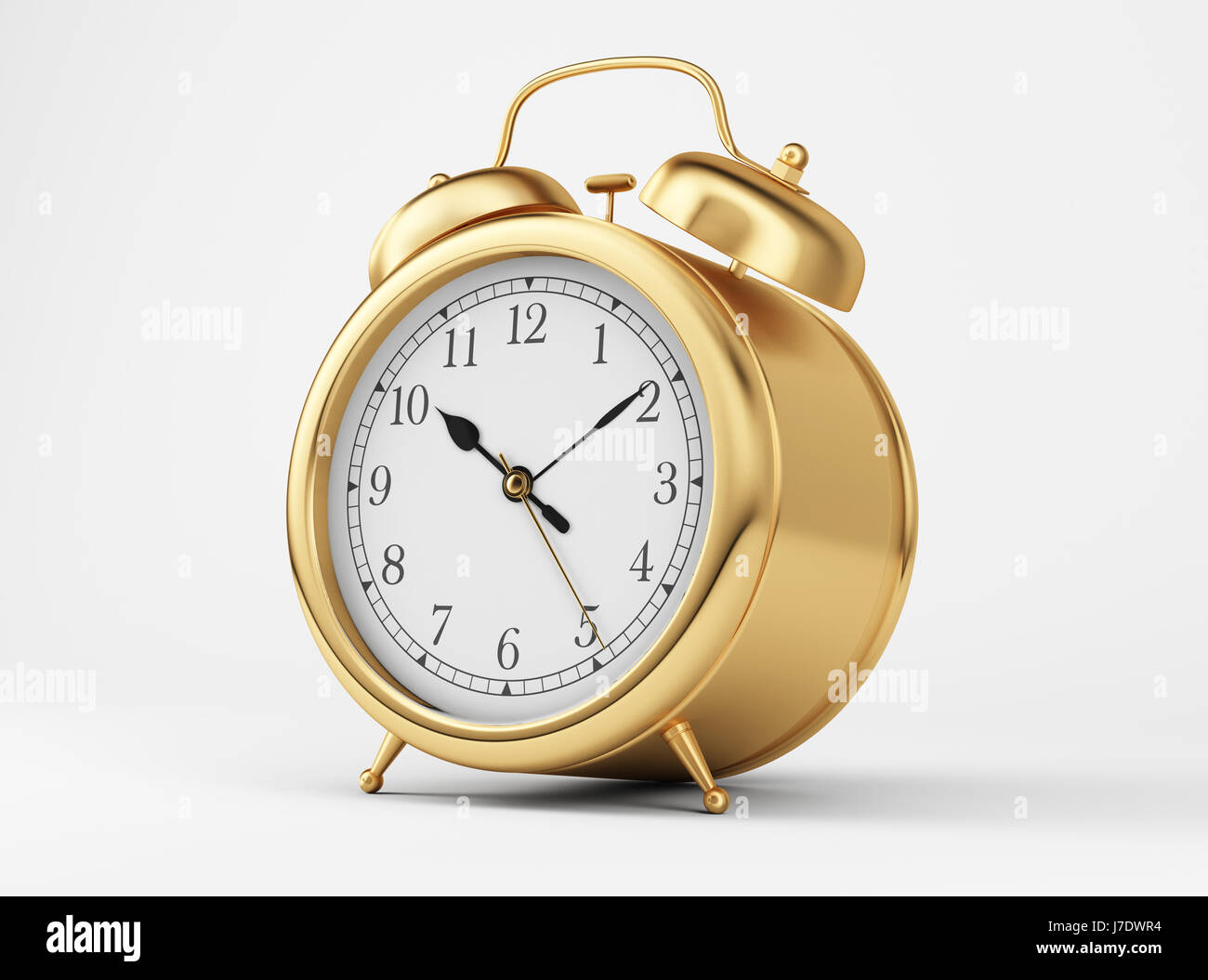 Gold Shiny Clock isolated on white background Stock Photo - Alamy