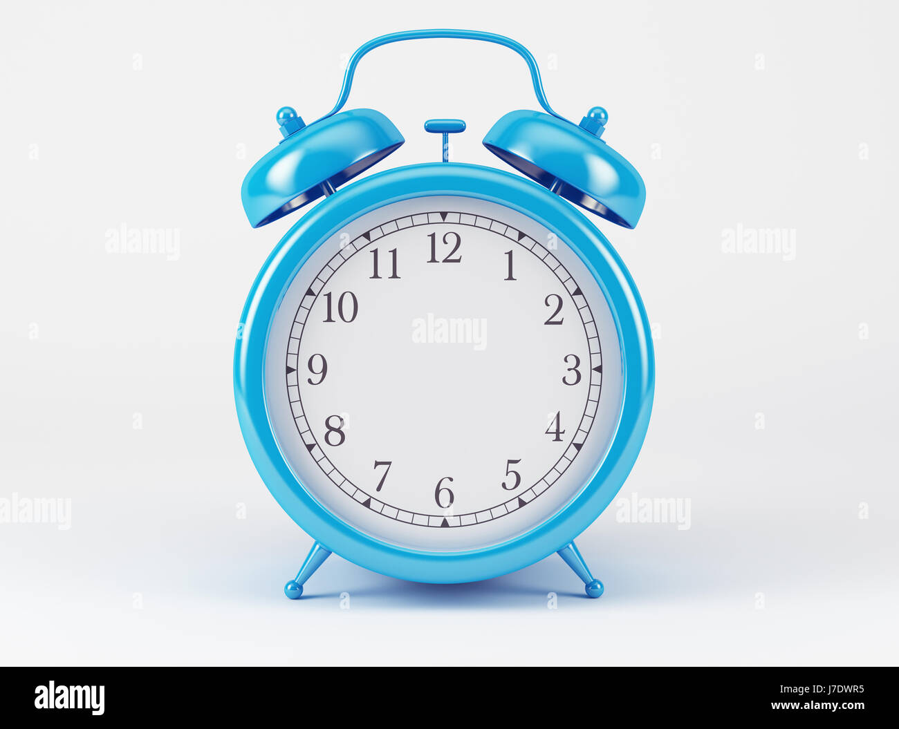 Blue Shiny Clock isolated on white background Stock Photo - Alamy
