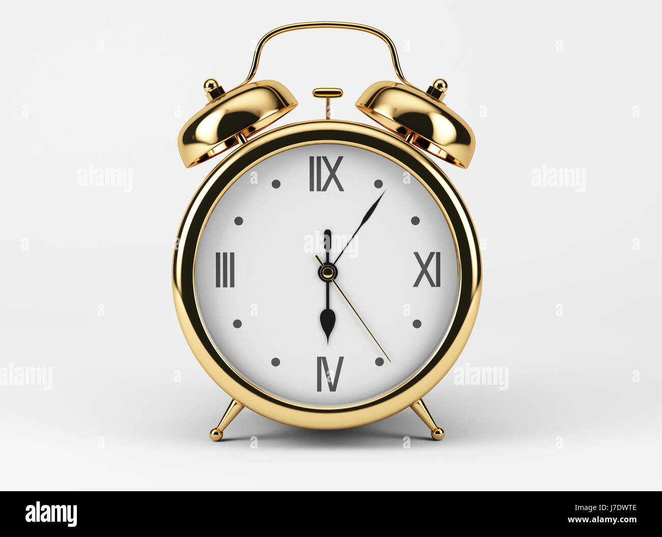 Gold Shiny Clock isolated on white background Stock Photo - Alamy