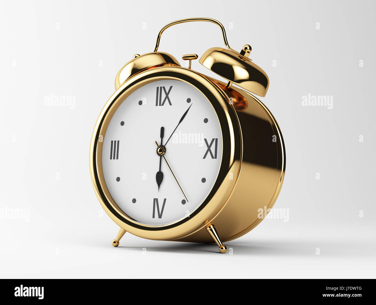 Gold Shiny Clock isolated on white background Stock Photo - Alamy