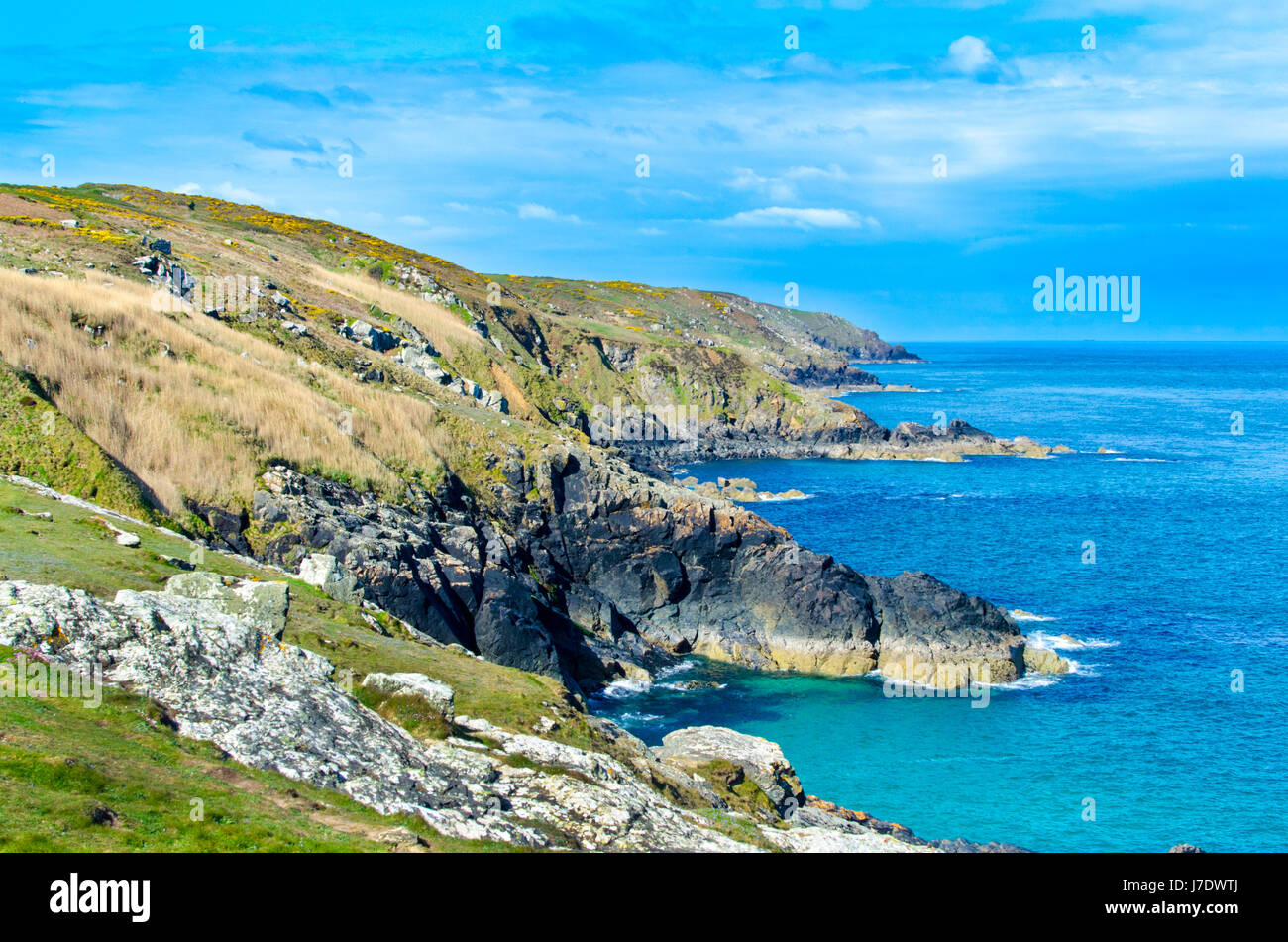 The North Cornwall Coast, looking west from Burthallan Cliff and Clodgy ...