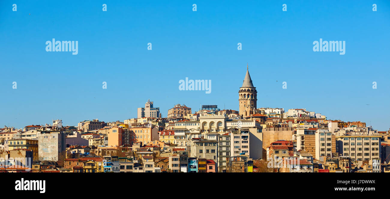 Beyoglu district historic architecture and Galata tower medieval ...