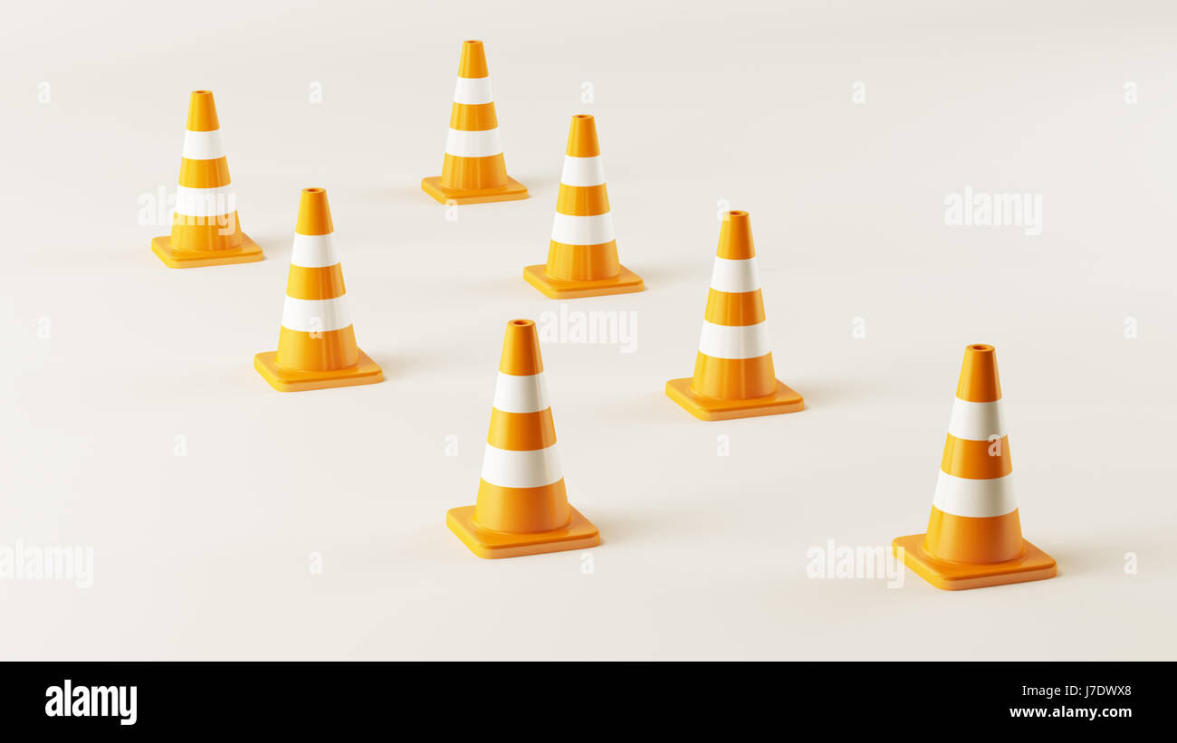 Zig Zag Traffic Cones on white background Stock Photo - Alamy