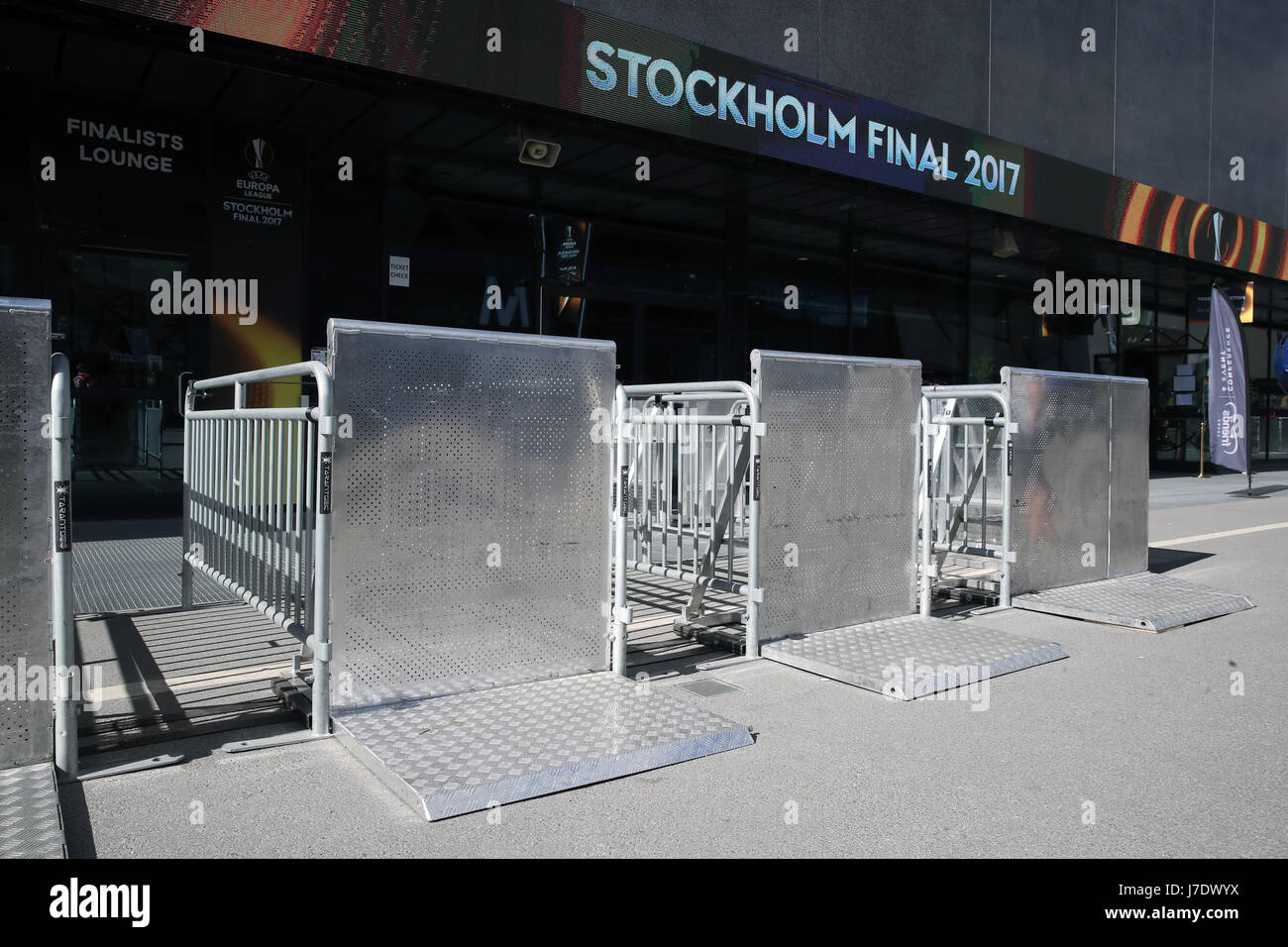 Security barriers before the UEFA Europa League Final at the Friends ...
