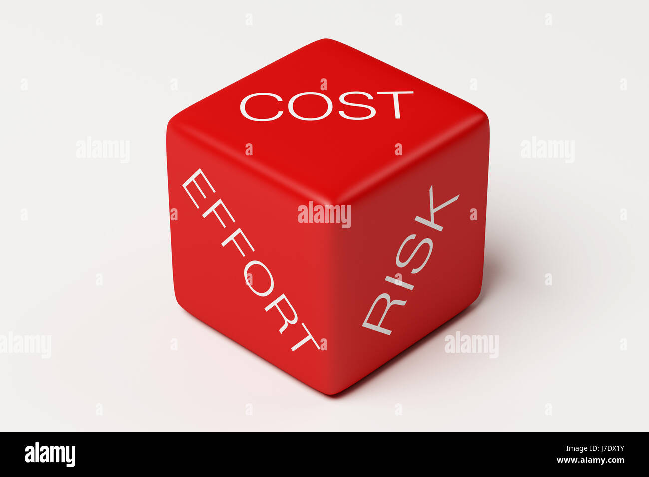 Cost Effort Risk Dice on white Background Stock Photo - Alamy