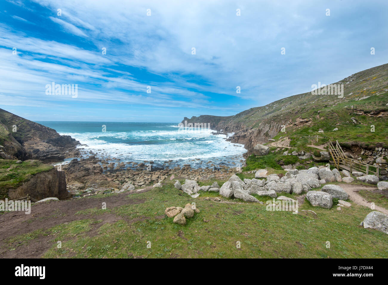 Nanjizal or Mill Bay is a cove 2km south of Lands End, Cornwall, UK ...