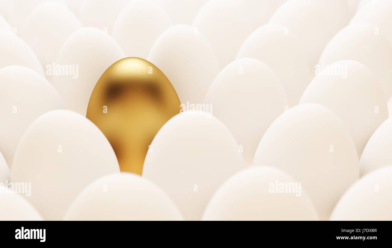 One golden egg among many normal eggs Stock Photo - Alamy