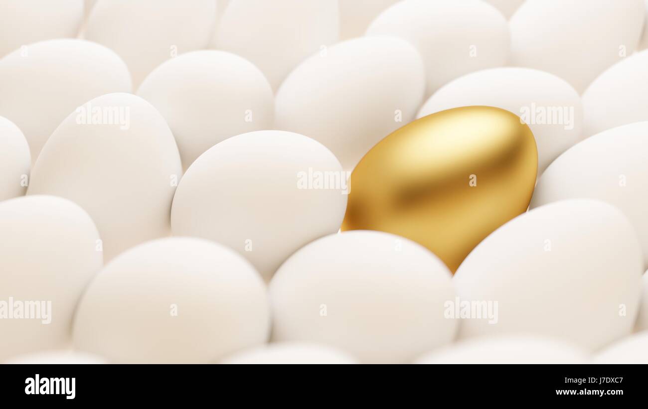 One golden egg among many normal eggs Stock Photo - Alamy