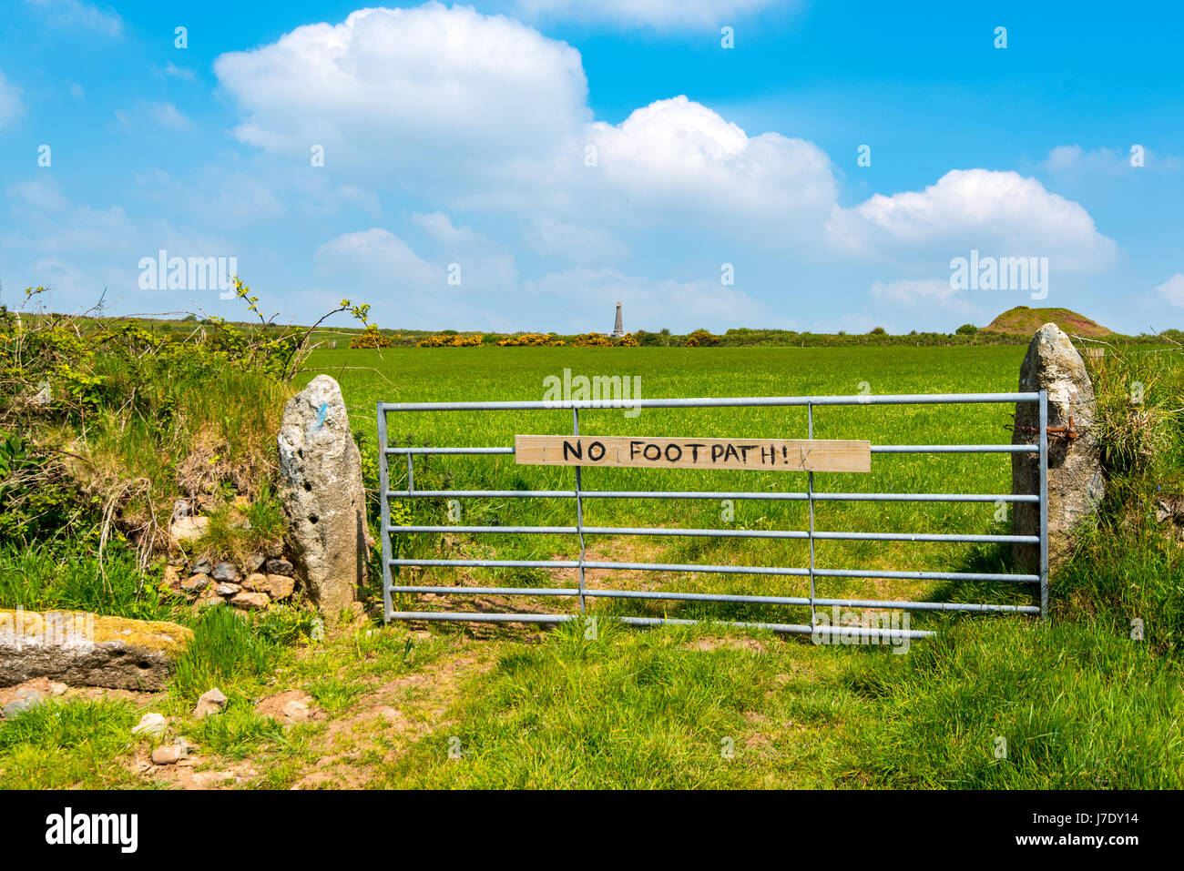 No Footpath sign in the Cornish Mining area between Camborne and ...