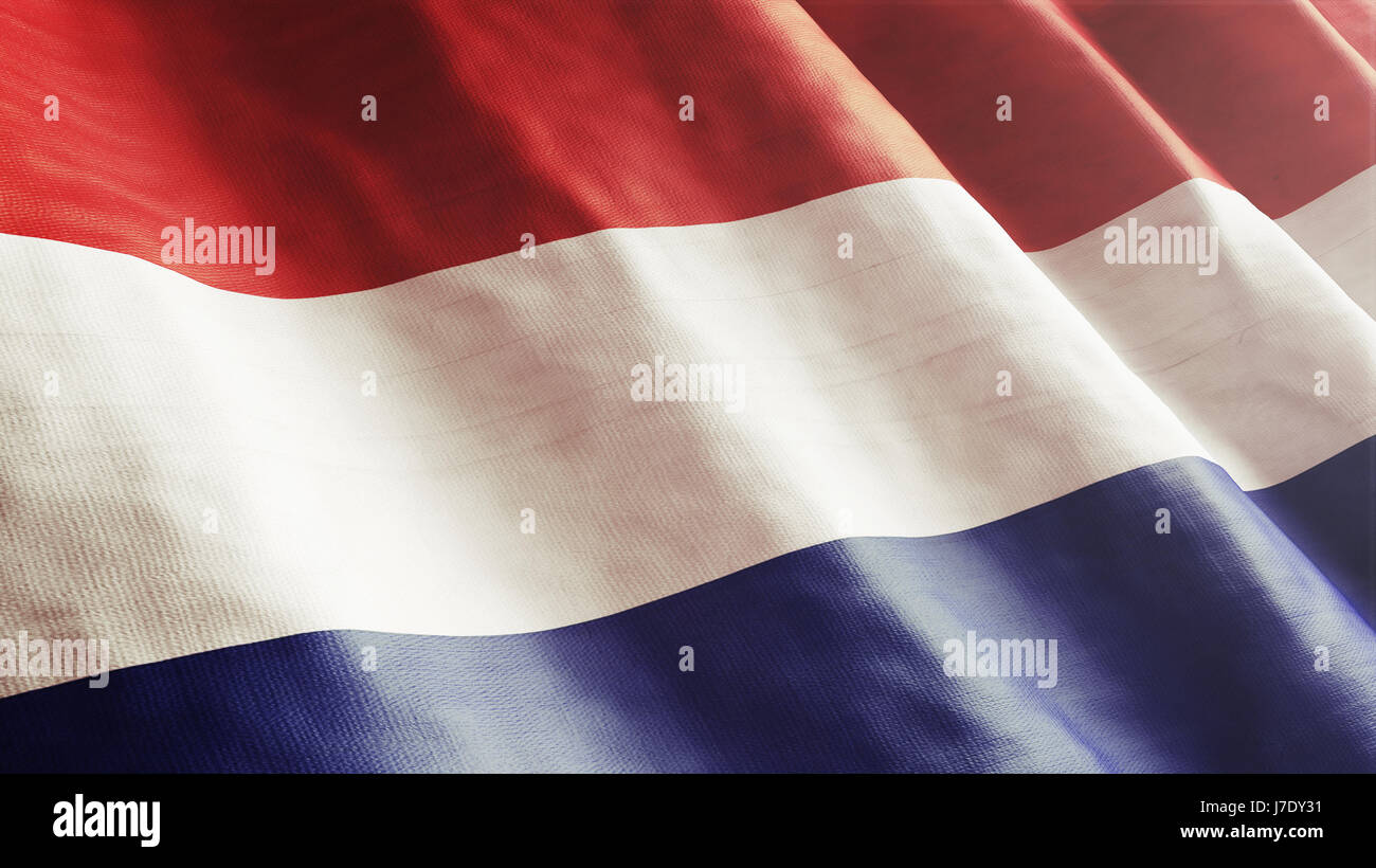 High resolution Dutch Flag flowing with texture fabric detail Stock ...